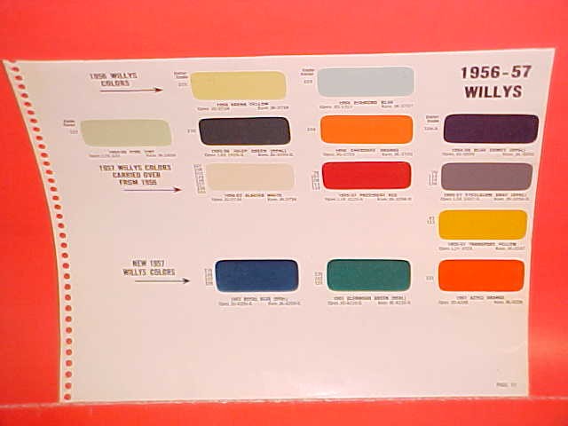 1956 1957 1958 1959 1960 WILLYS JEEP PICKUP TRUCK STATION WAGON PAINT ...