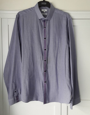 Mens shirt, blue and white check, 16.5 collar, 42 inch chest, slim fit ...