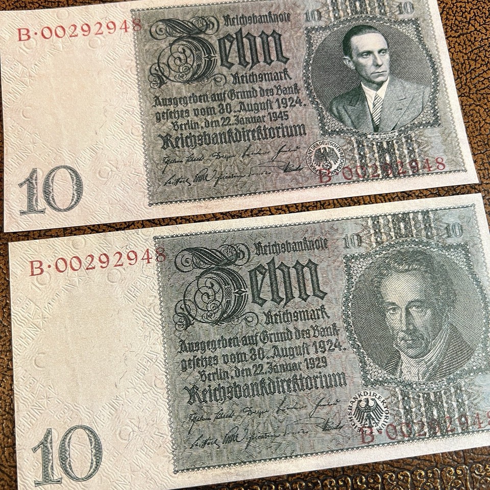 1945 Germany 3rd Reich 10 RM (Reichsmark) banknote UNC, Goebbels! | eBay