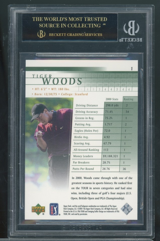 2001 Tiger Woods ‘Black Label' Rookie Card. BGS 10! Upper Deck #1 | eBay