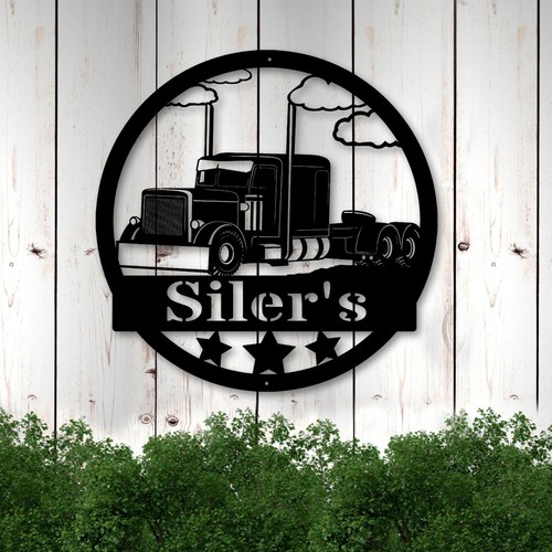 Personalized 18 Wheeler Metal Signs, Big Rig Truck Wall Decor, Trucker ...
