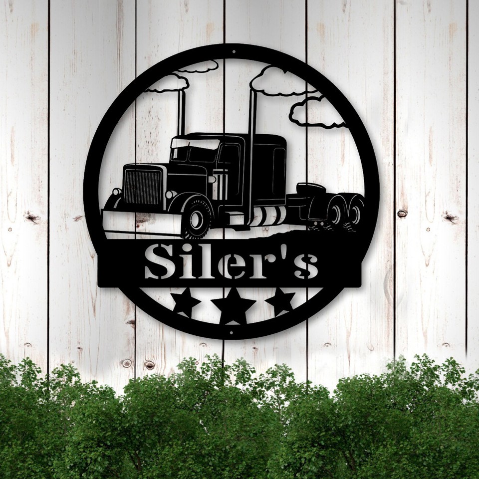 Personalized 18 Wheeler Metal Signs, Big Rig Truck Wall Decor, Trucker ...