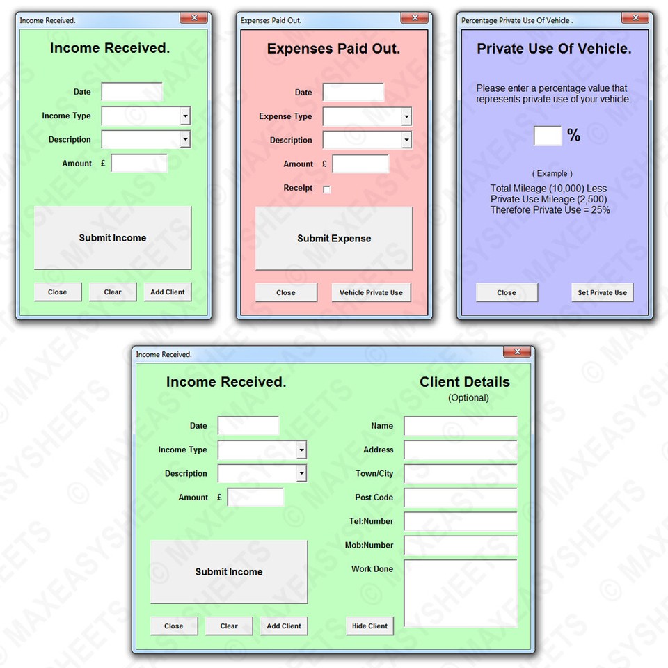 Bookkeeping Accounts Tax Spreadsheet Business Sole Trader Self Employed ...