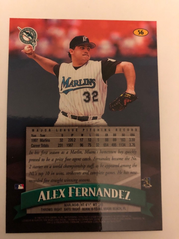 1998 Topps Finest #56 Marlins Alex Fernandez Baseball Card | eBay