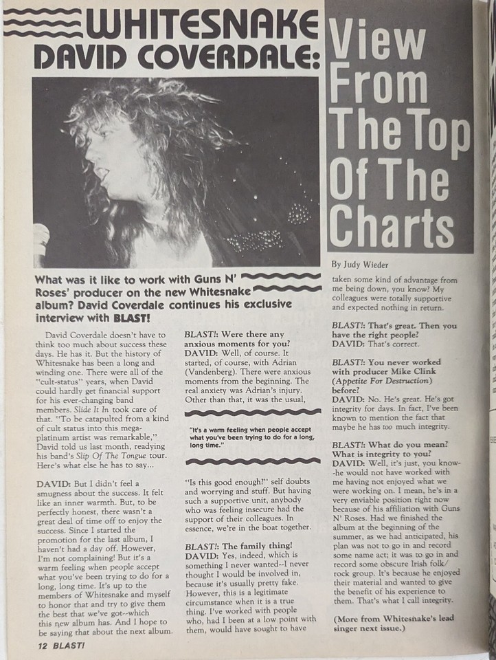 Blast Magazine April 1990 Skid Row, Warrant, Motley Crue, Metallica ...
