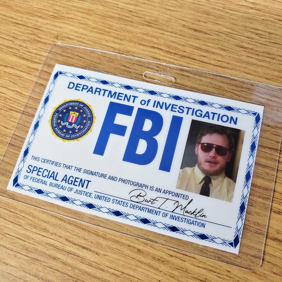 Parks and Recreation ID Badge- Special Agent Burt J Macklin costume ...