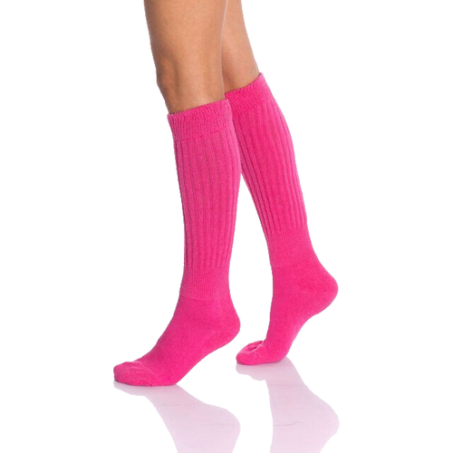 2 Pr Fushia Pink Slouch Knee Socks Long Hooters Uniform Walk Run hike ...