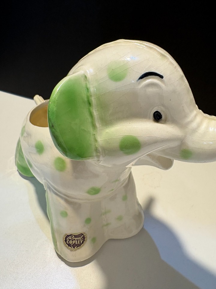 Royal Copley Derpy Green Polka Dot Elephant Planter Stuffed Animal ...