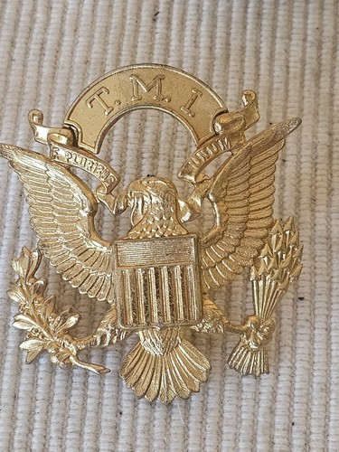 WWII US Army TMI Officer OCS ROTC Military Academy Cap Hat Badge L@@K ...