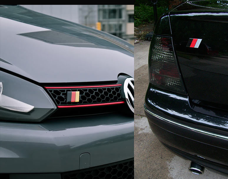 1 - NEW Black Red White Flag EUROBADGE euro badge for audi vw gti jetta ...