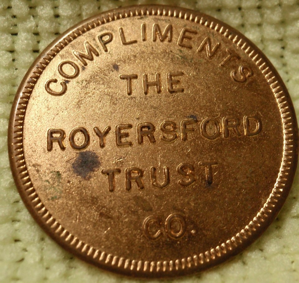 RARE 1929 Compliments ROYERSFORD Trust PA Montgomery County Advertising ...