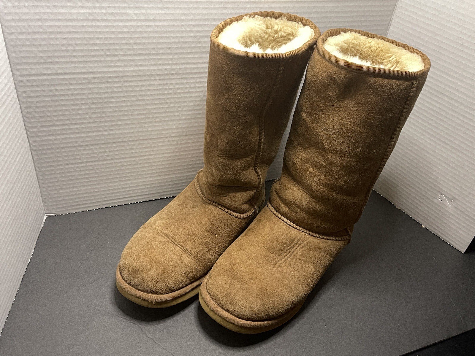 Cozie Steps Tall Genuine Sheepskin Boots Size 8 Chestnut | eBay