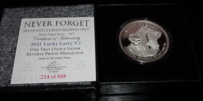 2021 Lucky Larry V2 Silver Shield 1oz Proof Never Forget Series Coin ...