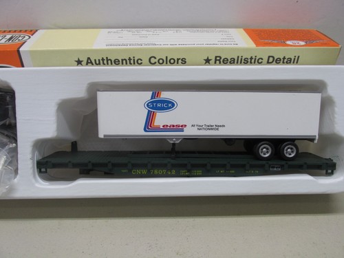 CON COR ~ CHICAGO NORTHWESTEN 54' TOFC FLAT CAR W/ STRICK TRAILER~HO ...
