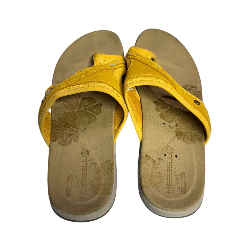 Merrell Sport Sandals Women's 9 Yellow Flip Flops Toe Loop Hollyleaf ...