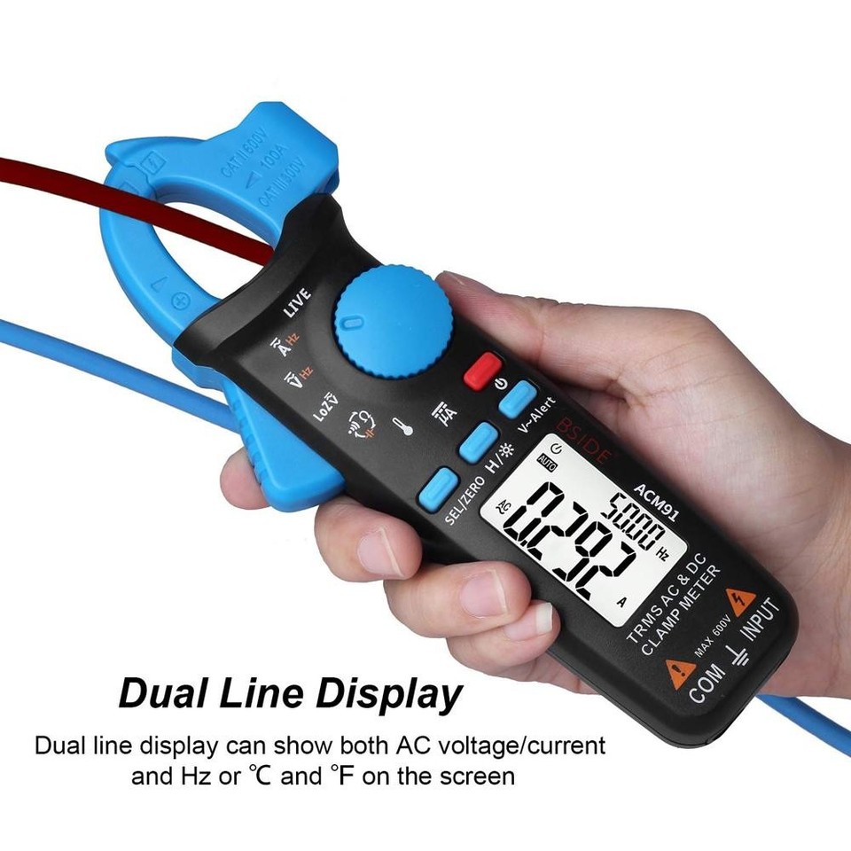 DC Amp Clamp Meter 1mA Current True RMS Auto-Ranging 6000 Counts ...