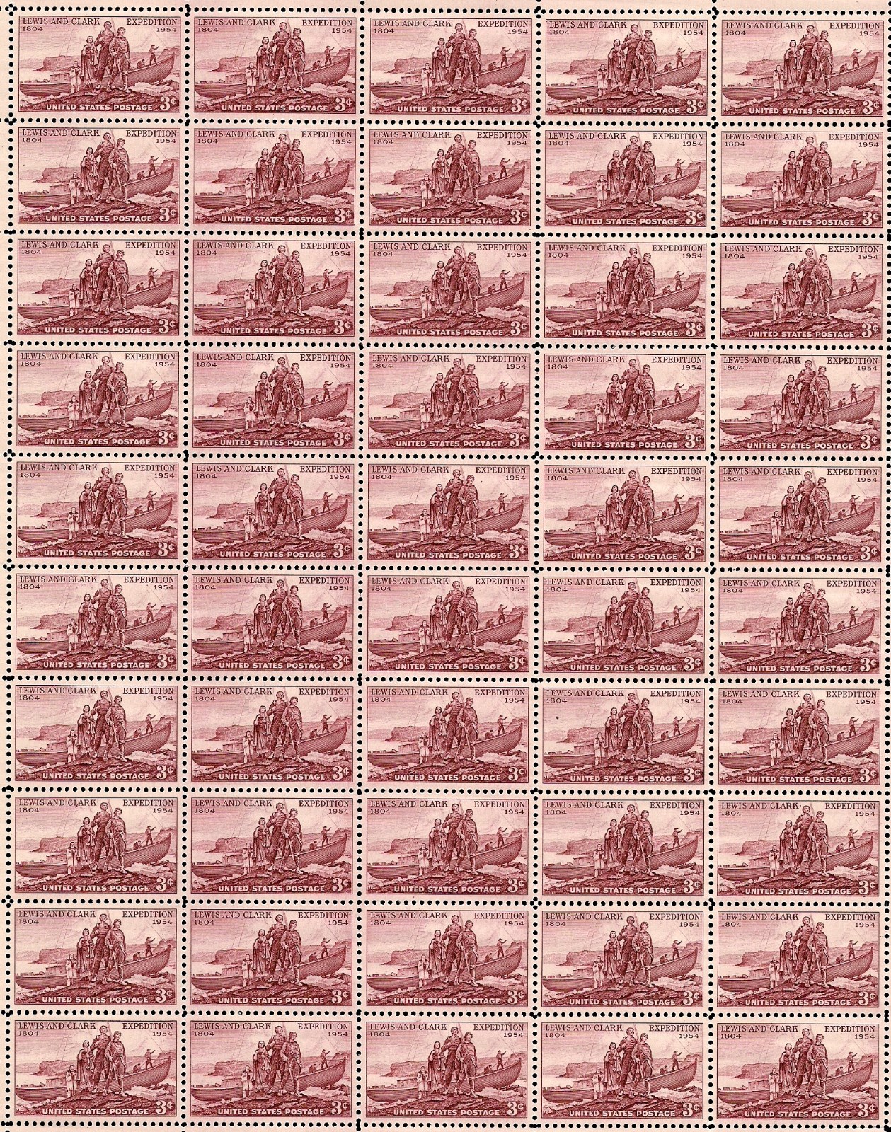 LEWIS & CLARK (1954) - #1063 Full Mint -MNH- Sheet of 50 Postage Stamps ...