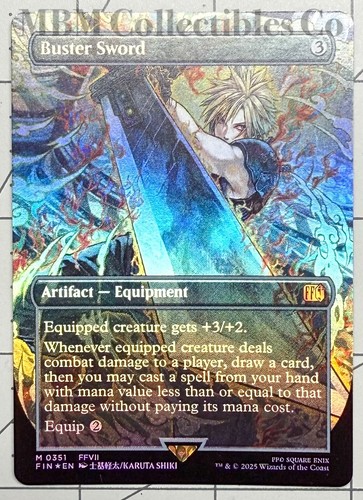 MTG Magic Final Fantasy BUSTER SWORD #351 Foil Borderless Cloud ...