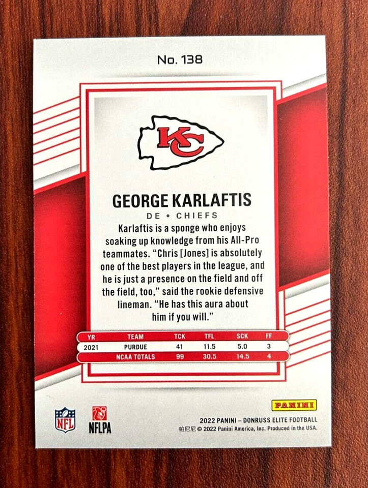 2022 Donruss Elite GEORGE KARLAFTIS Rookie Card Green Foil #138 RC ...