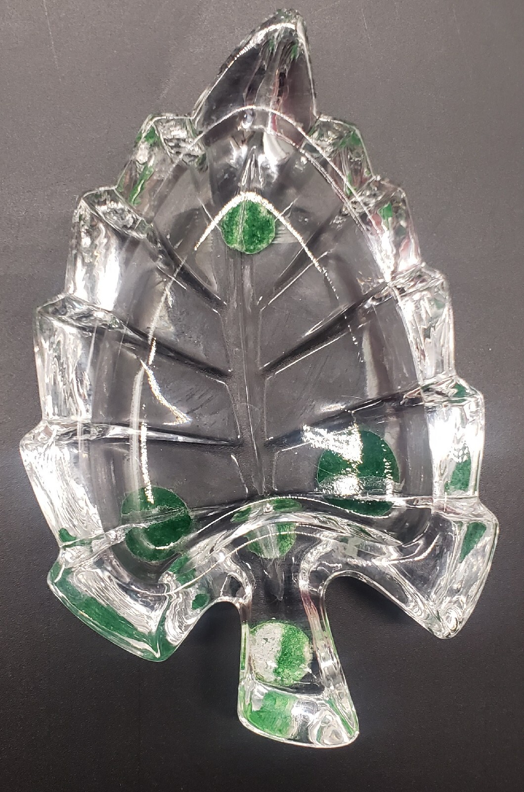 24% Lead Crystal Small Leaf Shaped Trinket Dish | eBay