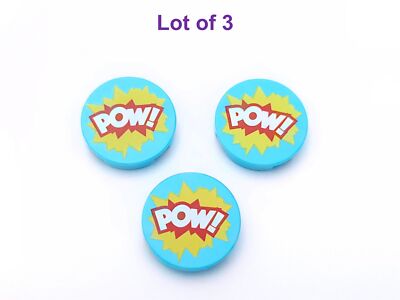 Lego 2x2 Round Tile w Stud Holder POW! Yellow & Red Starburst Explosion ...