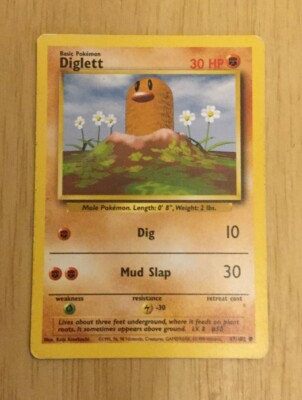 Pokemon Card - Shadowless 1st Edition DIGLETT - Base Set - 47/102 | eBay