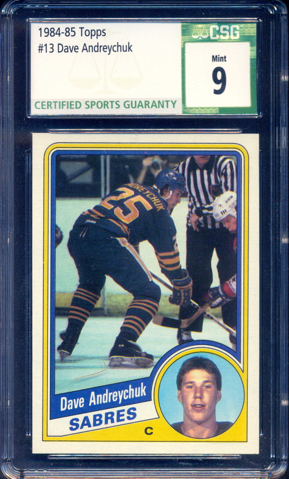 1984 Topps Hockey #13 Dave Andreychuk HOF Rookie CSG 9 MINT Buffalo ...