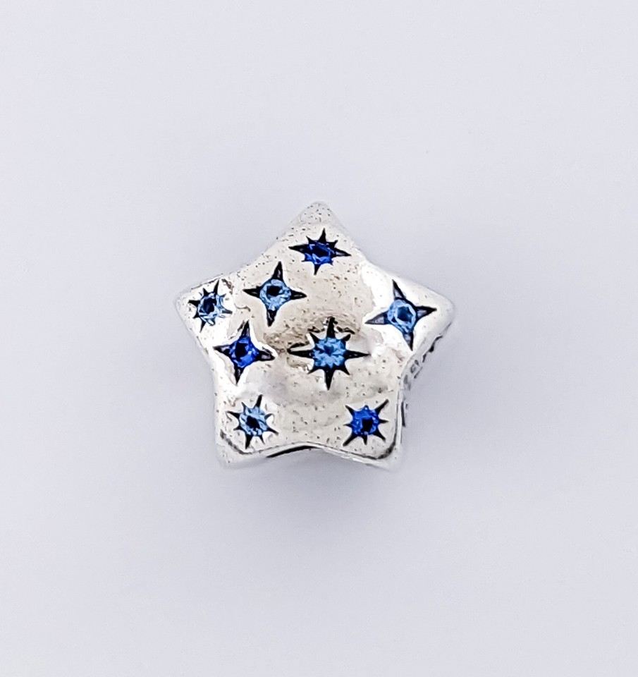 New 100% Authentic PANDORA 925 Blue Crystal Bold Sparkling Star Charm ...