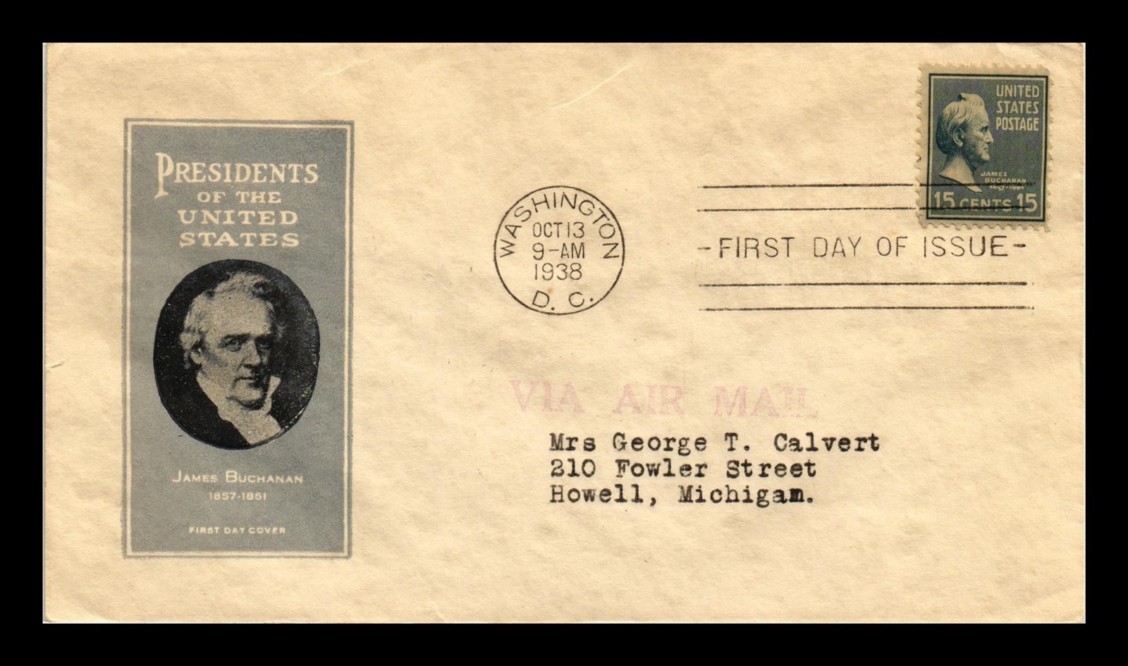 DR JIM STAMPS US COVER JAMES BUCHANAN PRESIDENTIAL SERIES FDC SCOTT 820 ...