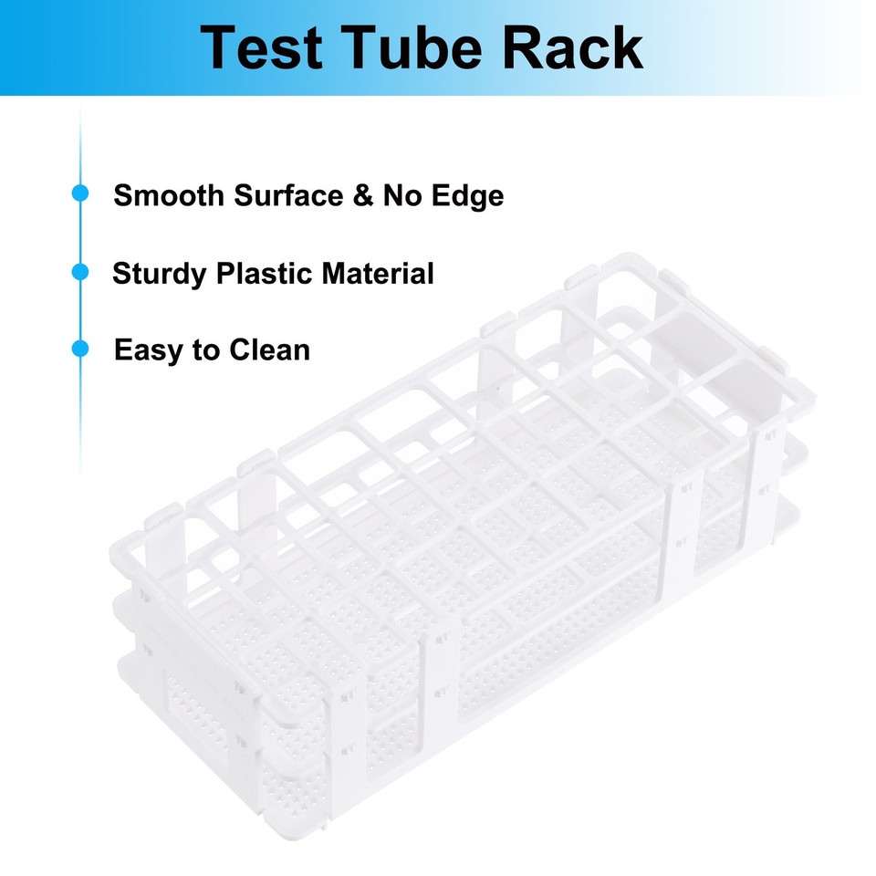 4Pcs 30mm Square Hole Plastic Detachable 40 Holes Test Tube Rack, White ...