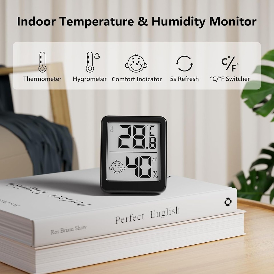 Digital Hygrometer Indoor Thermometer Fast Refresh Accurate Temperature ...