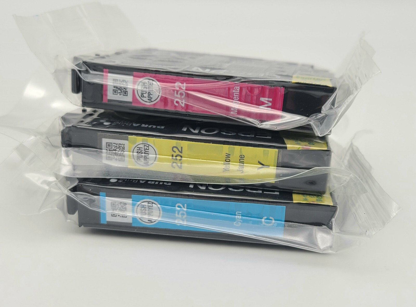Genuine Epson 252 CMY Ink Cartridge Set NEW IN VACUUMED SEALED POUCHES ...