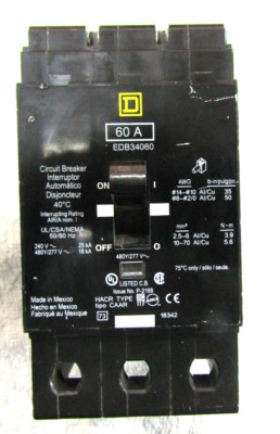 🤩 NEW SQUARE D 60 AMP BOLT-ON CIRCUIT BREAKER 480Y/277 VAC 3 POLE ...