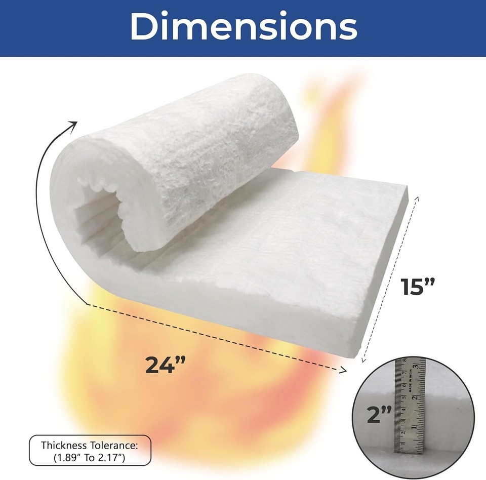 Ceramic Fiber Blanket - 2" x 15" x 24" - High Temp Insulation Blanket ...