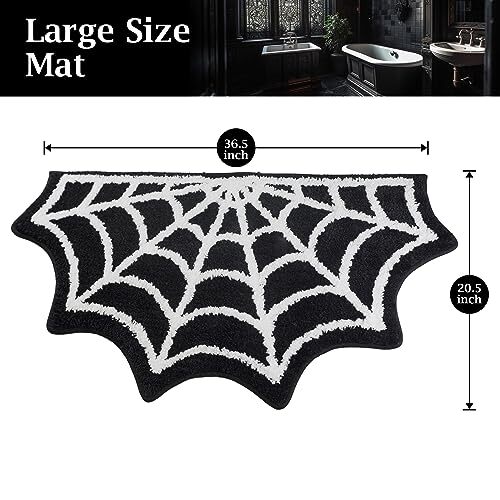 Spider Web Bath Rug - Halloween Decor Goth rug for Bathroom, Bedroom ...