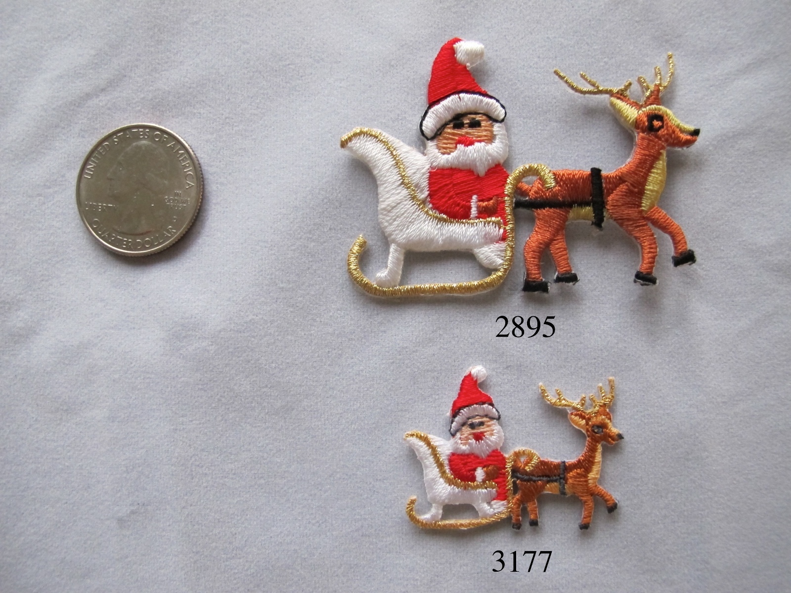 Lot 2Pcs Christmas Santa Claus,Santa's Sleigh,Reindeer Embroidery ...