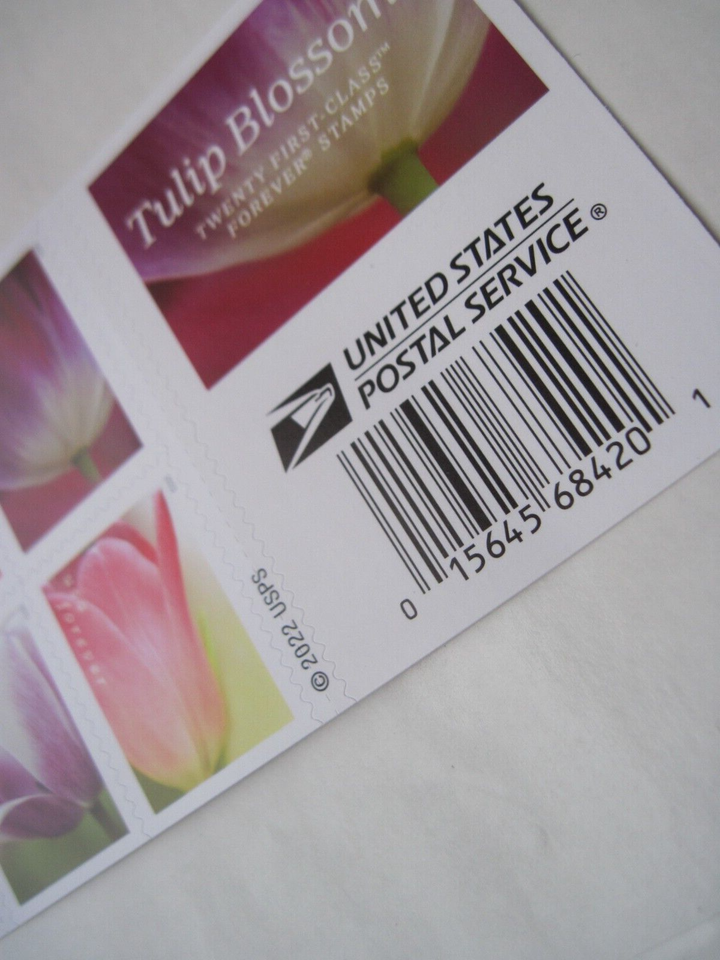 Full Page Pane Book 20 USPS Forever USA Stamps Tulip Blossoms Unused ...