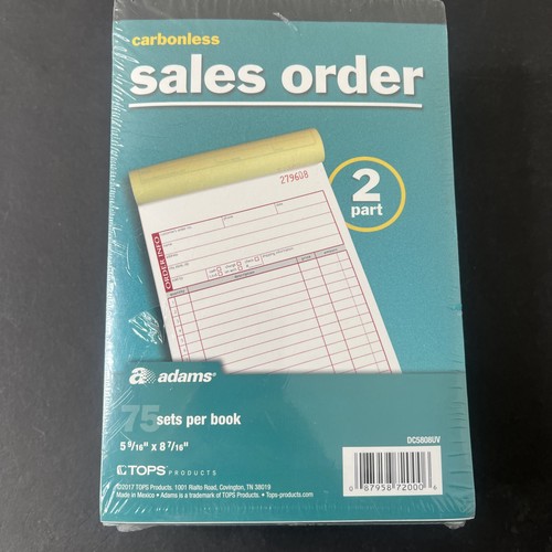 5pk Sales Order Book Carbonless 2 part 75p each Adams DC5808UV BRAND ...