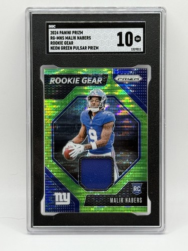 2024 Panini Prizm MALIK NABERS RC Green Pulsar Rookie Gear #RG MNS SGC ...