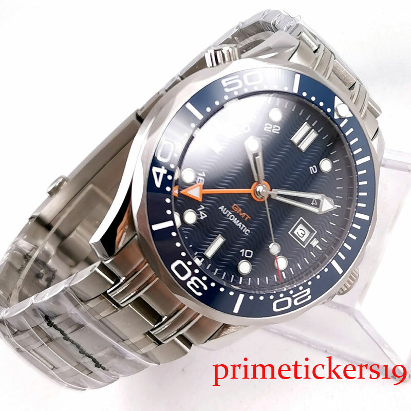 41mm blue wave dial gmt blue ceramic bezel date mechanical automatic ...