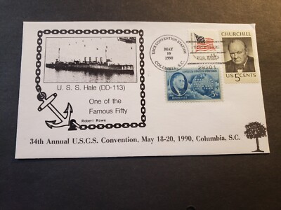Destroyer USS HALE DD-113 Naval Cover 1990 USCS Convention ROWE Cachet ...