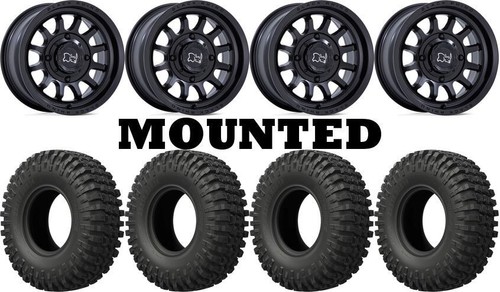 Kit 4 EFX MotoCrusher Tires 33x10-15 on Black Rhino Rapid Matte Black ...