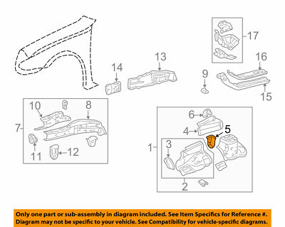 Toyota OEM fender upper Reinforcement Left LH 5372412070 New | eBay