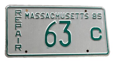 1985 Low # Massachusetts Repair License Plate # 63C | eBay