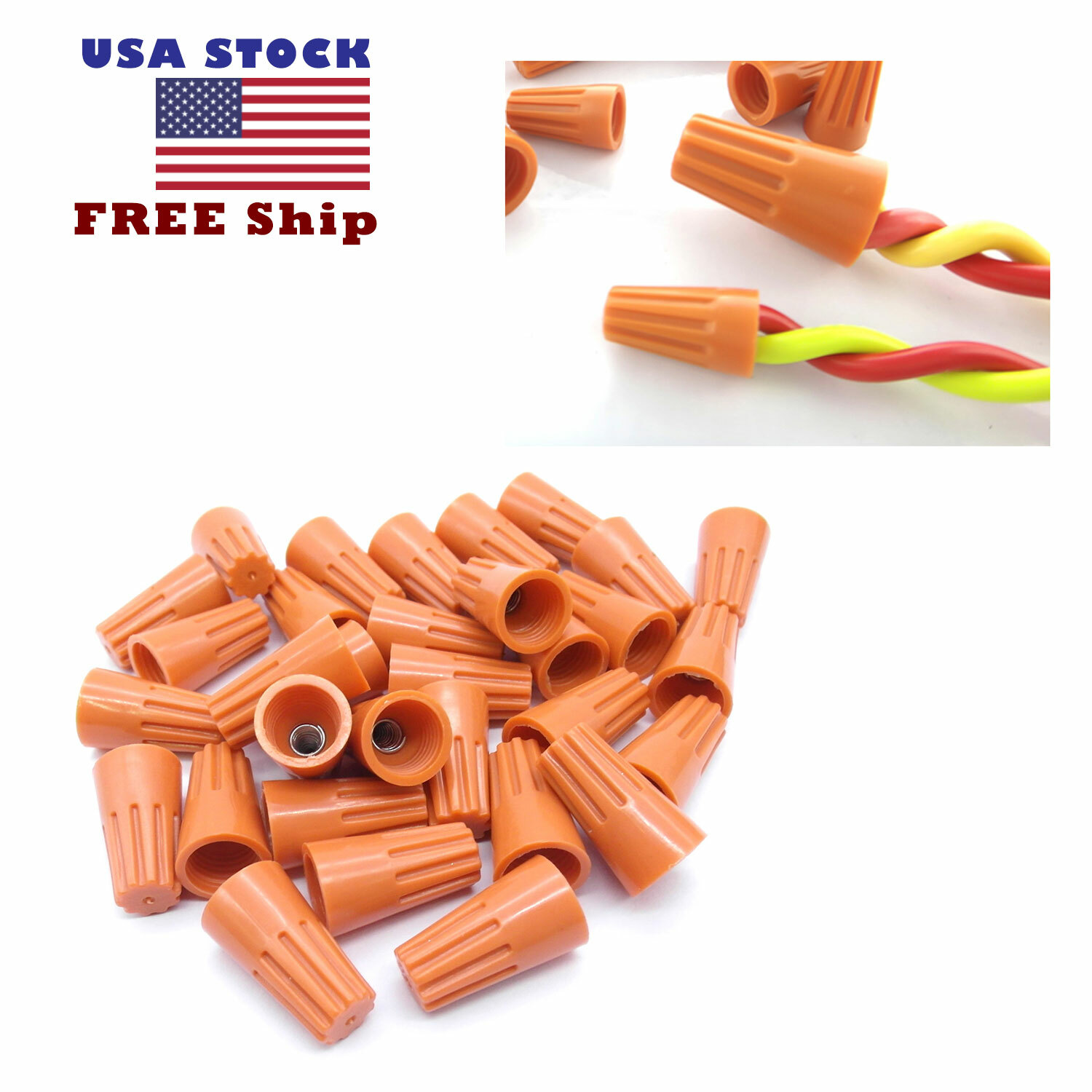 100x P3 Screw On-Nuts Standard Type Twist On Barrel Wire Connector US ...