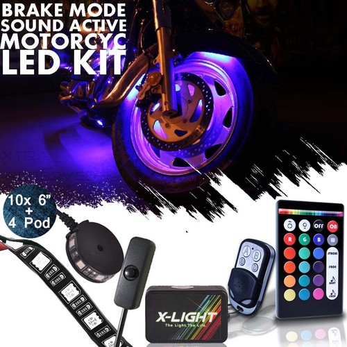 14pc LED Accent Glow Motorcycle Light Kit Honda Shadow Phantom w Brake ...