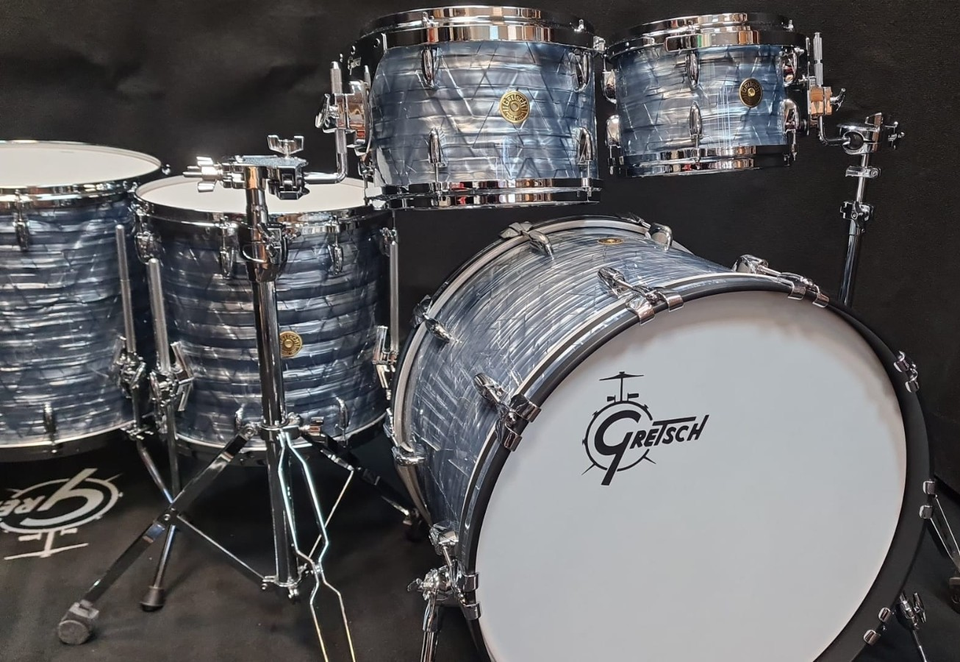 Gretsch Sky Blue Pearl Drumset USA Custom Finsh Ply Schlagzeug Drums ...