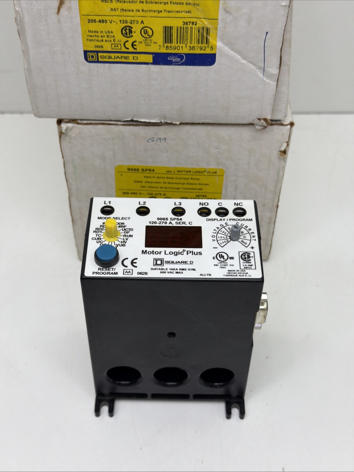 SQUARE D 9065 SP54 MOTOR LOGIC PLUS solid state overload replay 120 ...