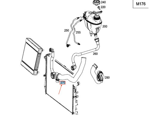 MB S W222 Coolant Hose From Right Cooler To Engine A2225015700 NEW ...