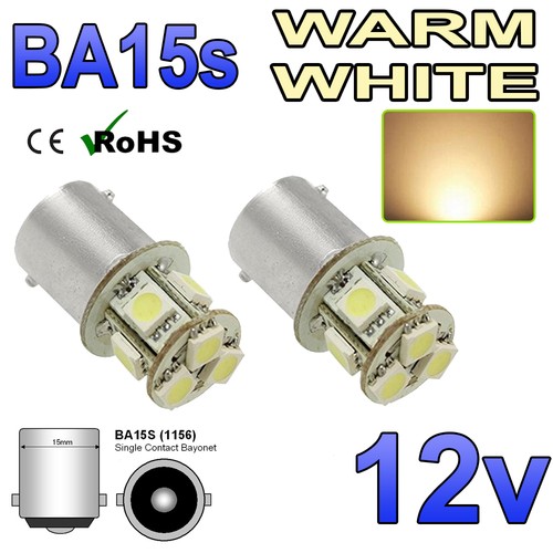 2 x 12v Warm White BA15s 8 SMD LED Side Interior Light Bulbs 382 207 ...